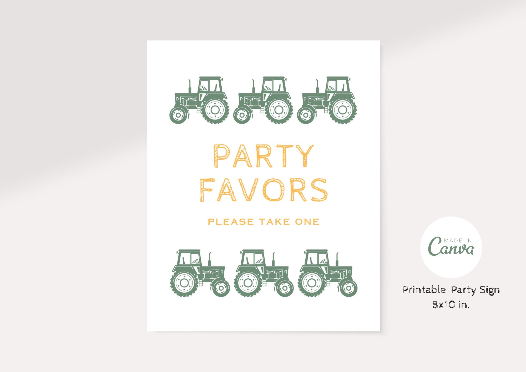 Modern Tractor Party Favors Sign | Instant Download | Printable Tractor ...