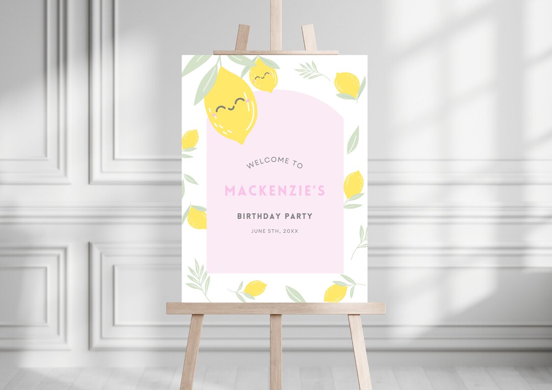 Editable Lemon Party Welcome Sign | Our Main Squeeze Birthday | Instant ...