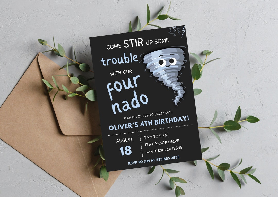 Fournado Birthday Party Invitation | Instant Download | Storm Weather ...