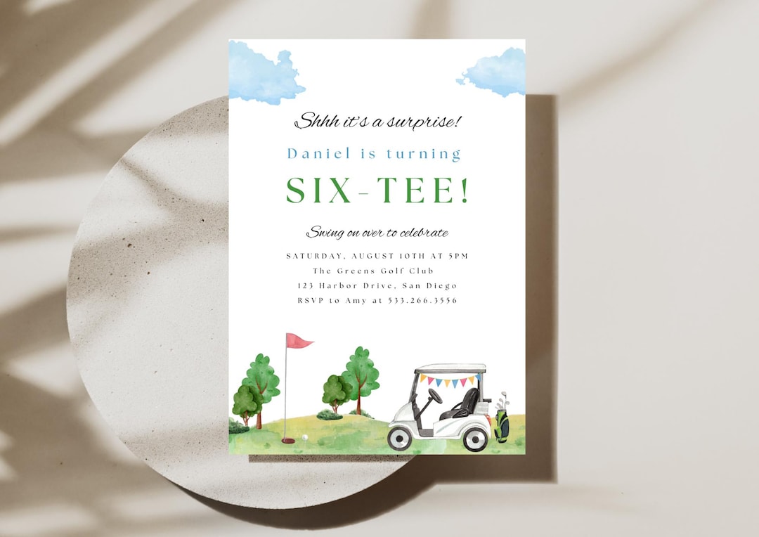 Golf SIX-TEE Birthday Party Invitation | Instant Download | Golf ...