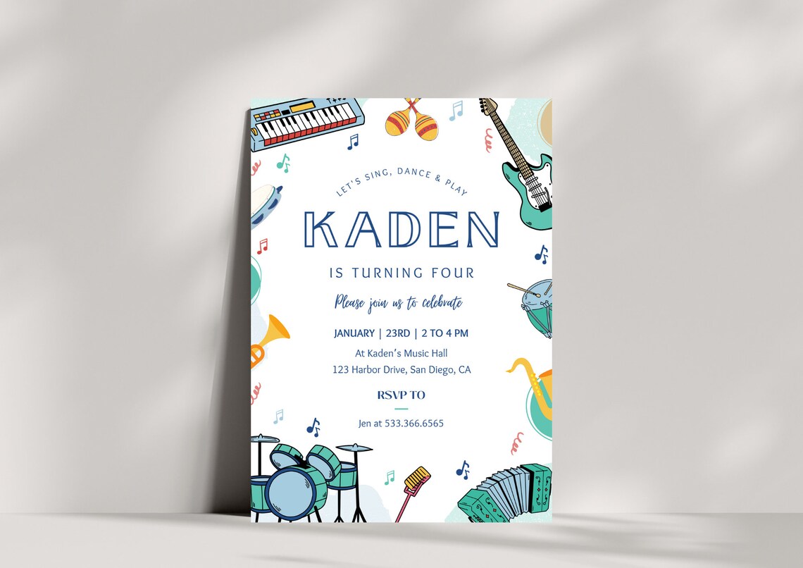 Music Birthday Party Invitation | Instant Download | Musical ...