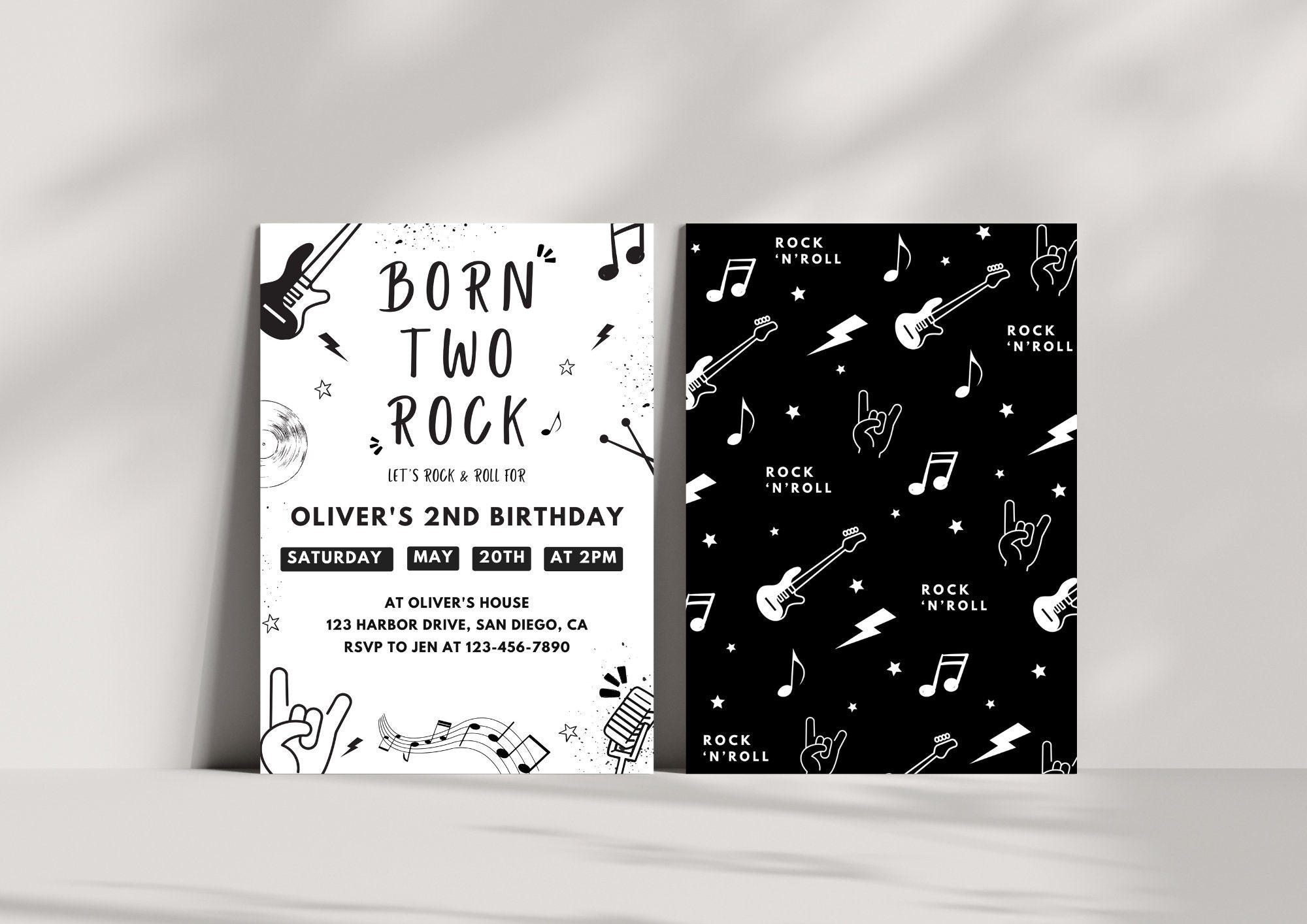 Born TWO Rock Birthday Party Invitation Instant Download Rock and Roll ...