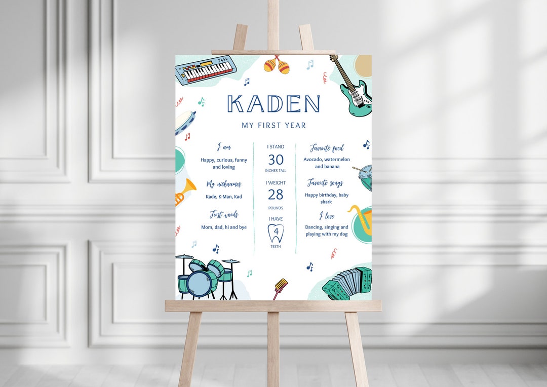 Music Birthday Party Milestone Board | Instant Download | Musical ...
