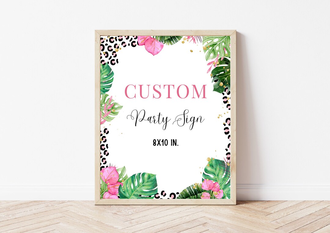 Editable Leopard Custom Party Sign Instant Download Safari Birthday ...