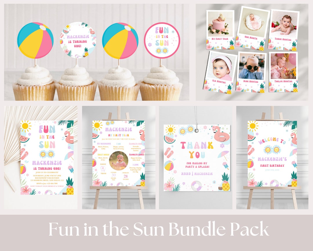 Editable Fun in the Sun Birthday Party Bundle | Tropical Splish Splash ...