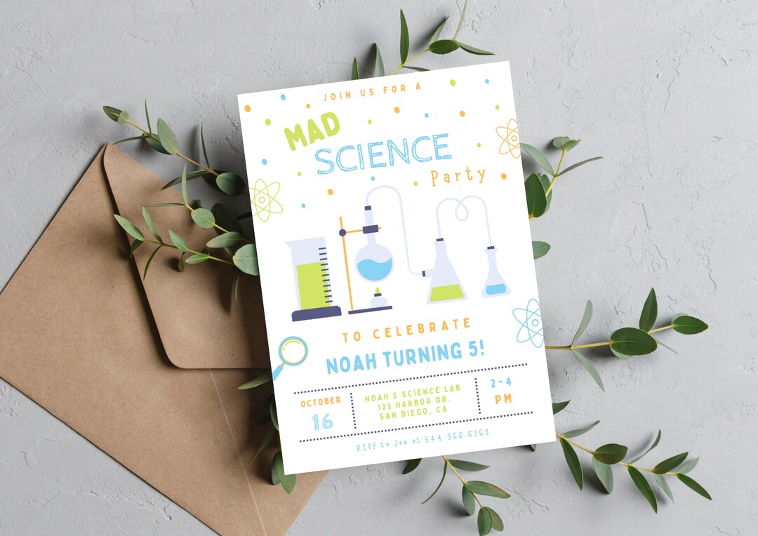 Mad Science Birthday Party Invitation Instant Download Boy - Etsy