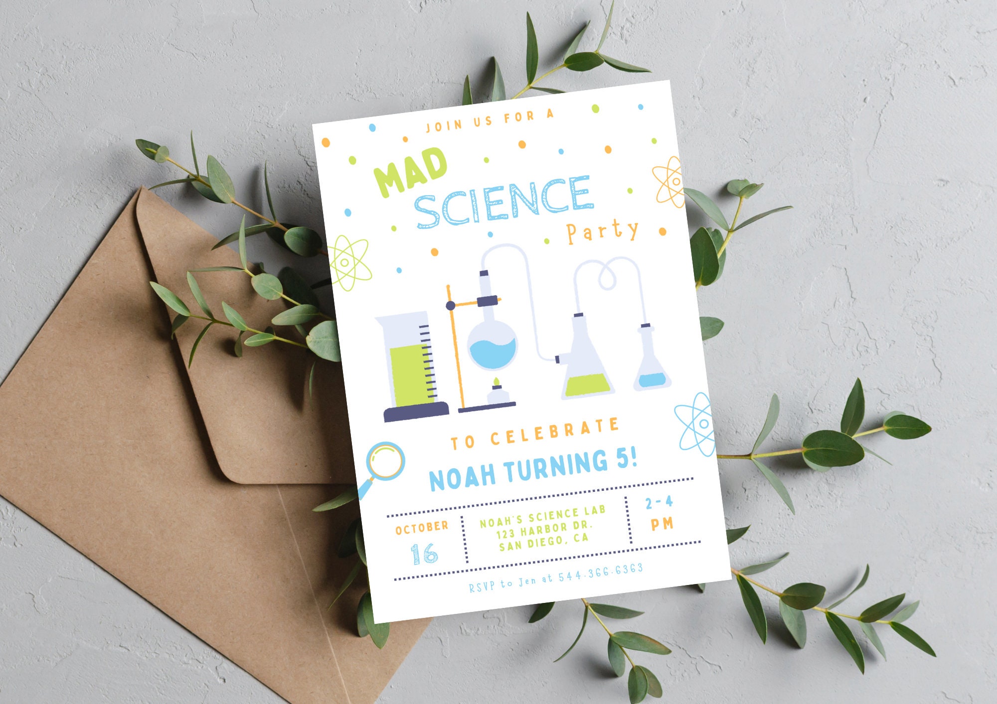 Mad Science Birthday Party Invitation Instant Download Boy Scientist ...