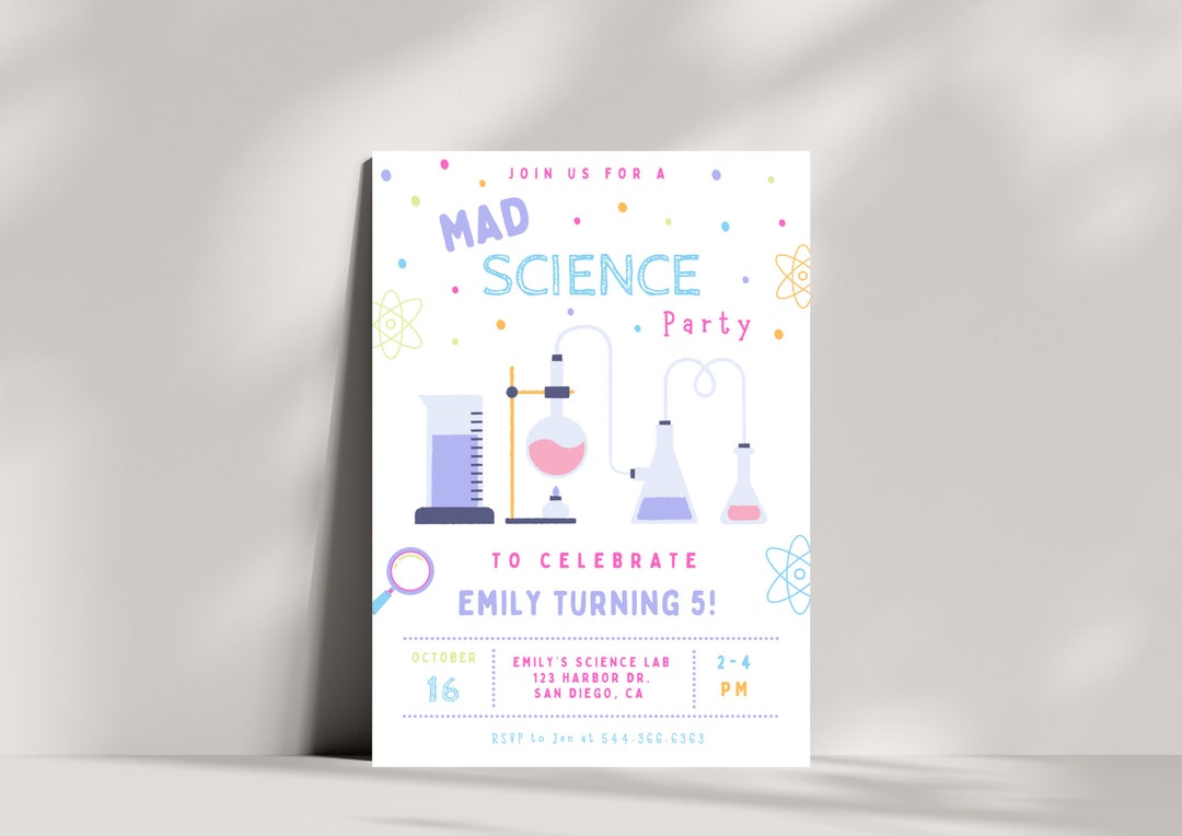 Mad Science Birthday Party Invitation | Instant Download | Girl ...