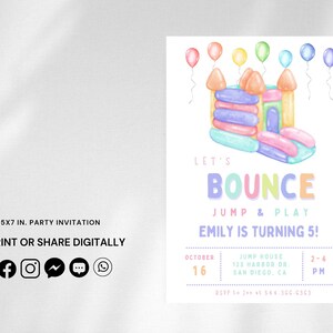 Bounce House Birthday Party Invitation | Jump Party Invite | Editable ...