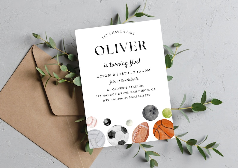 Sports Themed Birthday Party Sign | Let's Have a Ball Party ...