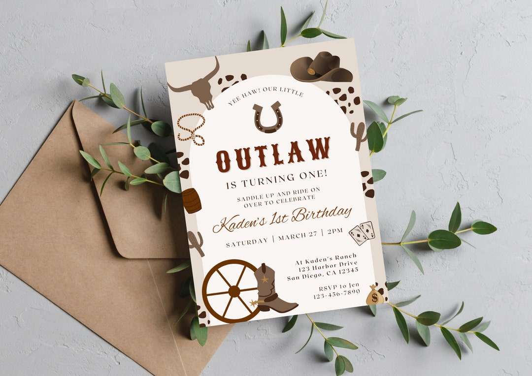 Little Outlaw Western Birthday Party Invitation | Instant Download ...