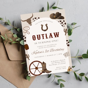 Little Outlaw Western Birthday Party Invitation | Instant Download ...