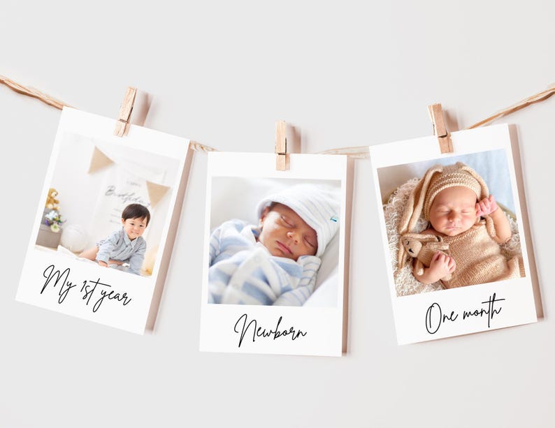 First Birthday Monthly Photo Banner | Editable Canva Template ...