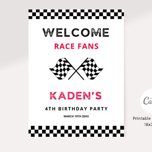 Race Car Birthday Party Welcome Sign | Race Car Themed Party | Instant ...
