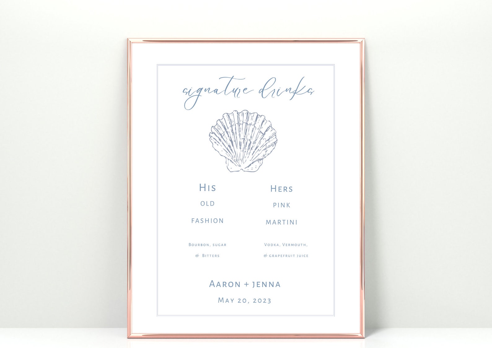 Coastal Themed Signature Drink Menu | Minimalist Beach Wedding ...