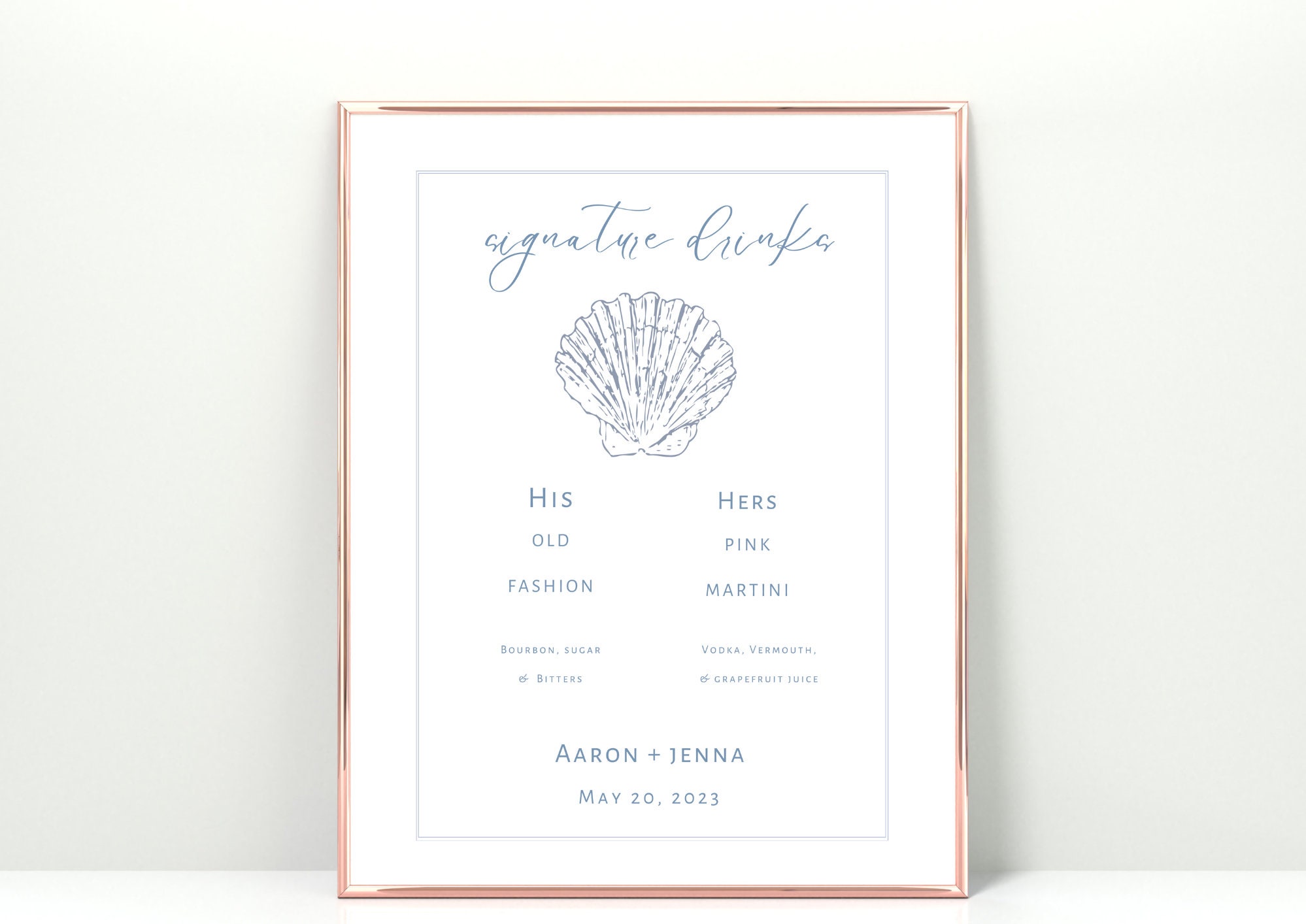Coastal Themed Signature Drink Menu | Minimalist Beach Wedding ...