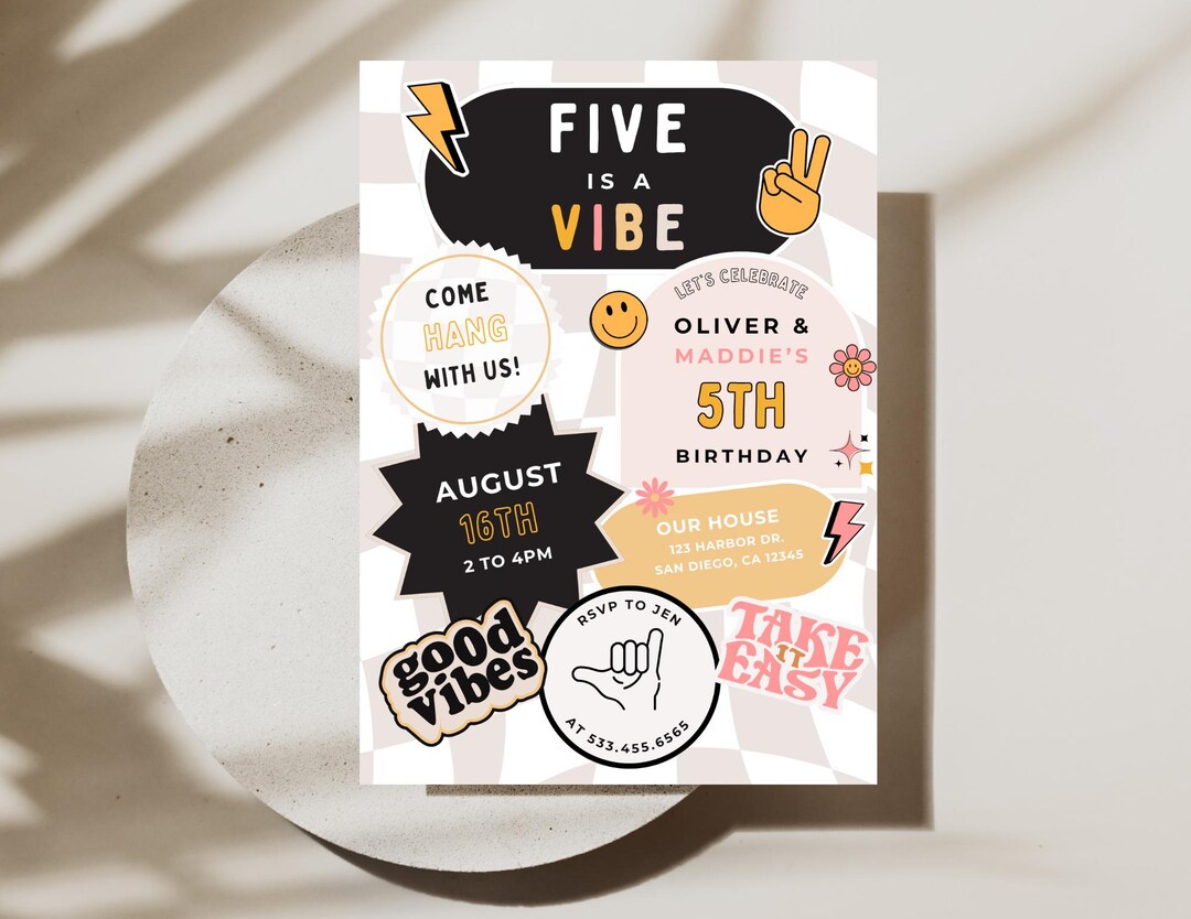 Retro Five is a Vibe Joint Birthday Invitation | Digital Download ...