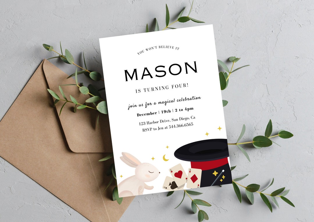 Magic Birthday Party Invitation Instant Download Printable Magician ...