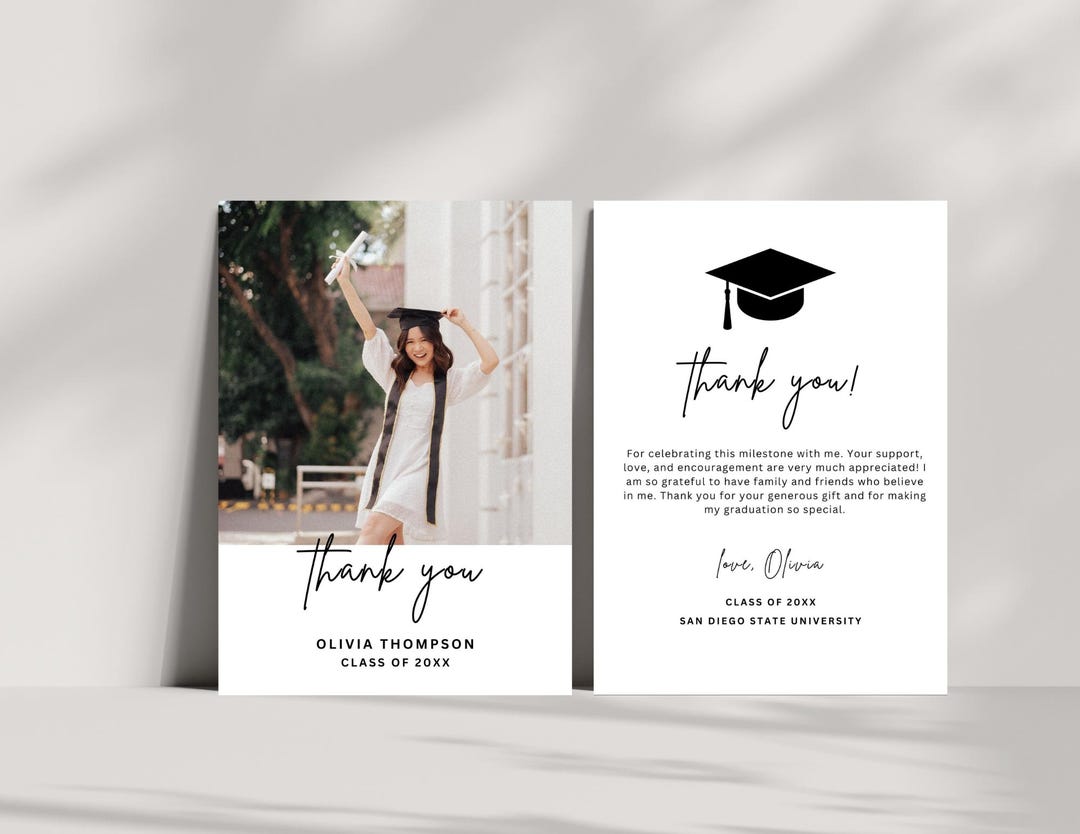 Graduation Photo Thank You Card | Editable Canva Template | Senior ...