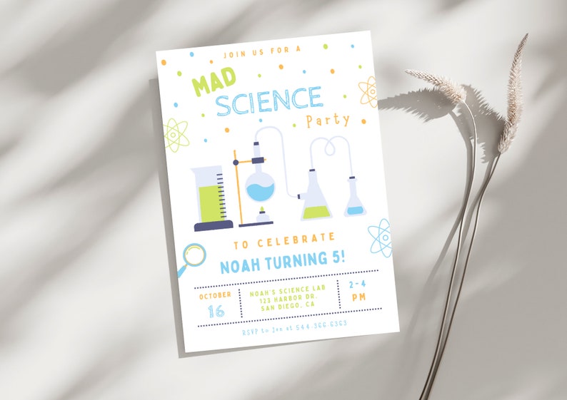 Mad Science Birthday Party Invitation Instant Download Boy Scientist ...