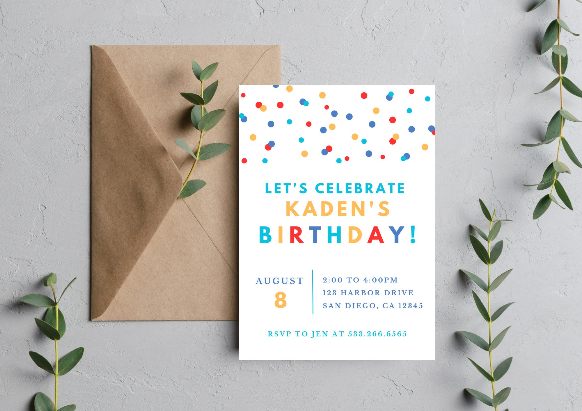 Editable Confetti Birthday Party Invitation Instant Download - Etsy