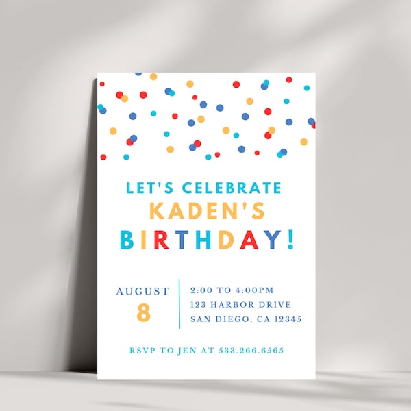 Confetti Invitation - Etsy