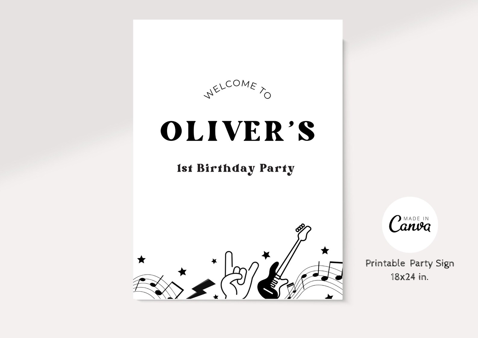 ONE Rocks Welcome Party Sign | Instant Download | Printable Rock Music ...