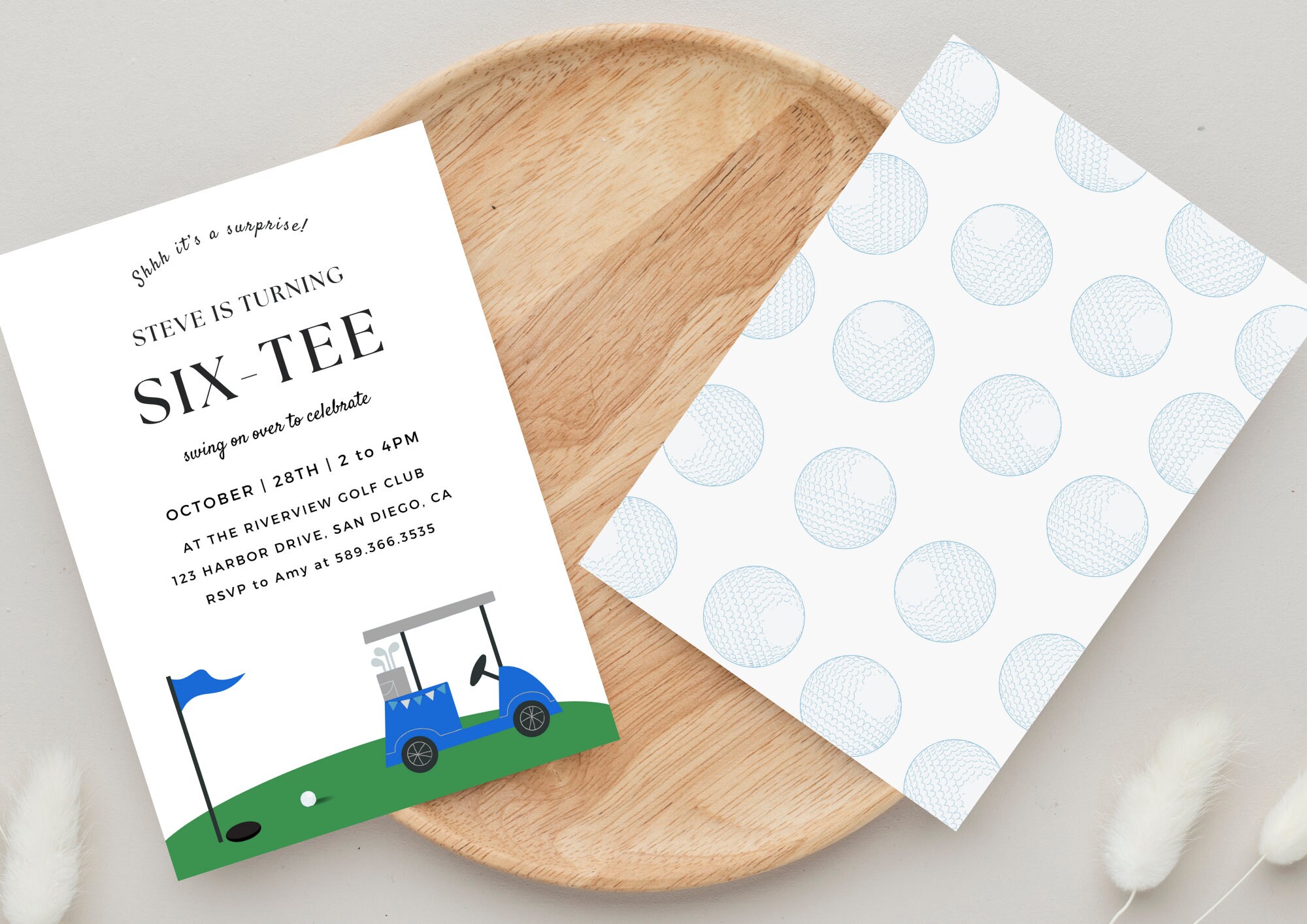 Golf SIX-TEE Birthday Party Invitation Instant Download Surprise 60th ...