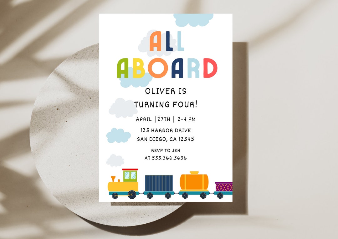 Train Birthday Invitation | Digital Download | Transportation Boy ...