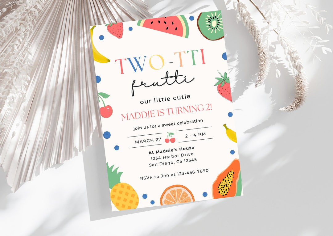 Two-tti Fruitti Birthday Party Invitation Digital Download Two-tti ...
