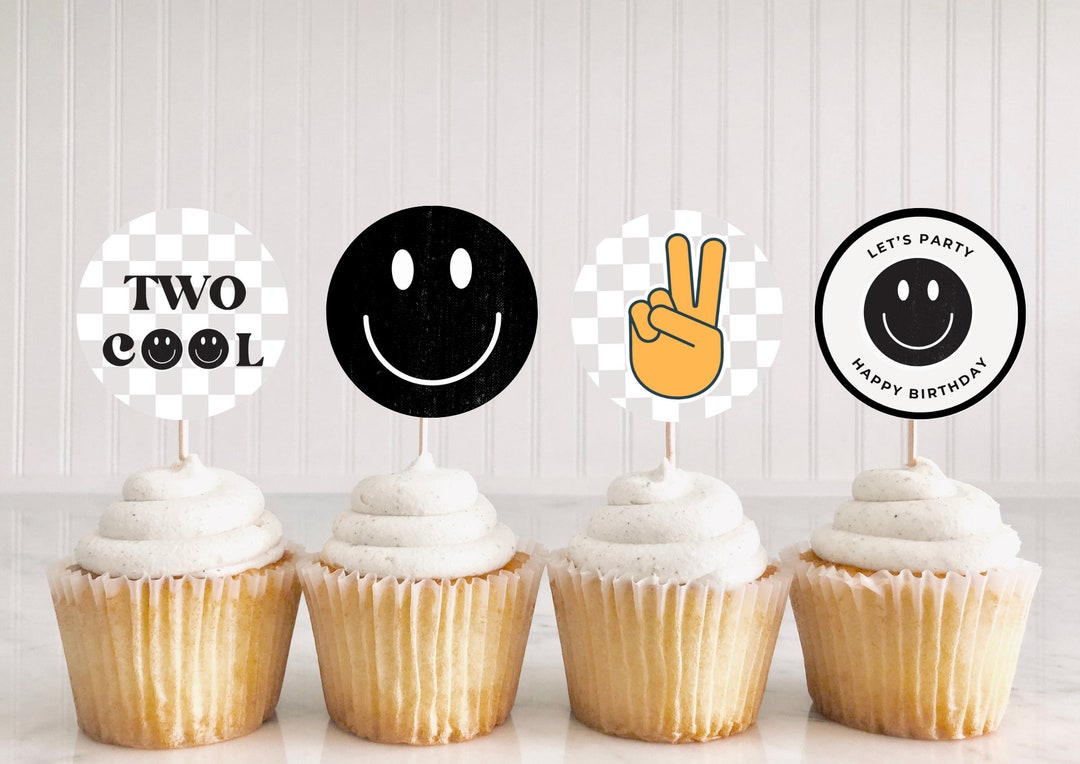 TWO Cool Party Cupcake Toppers Digital Download Boy 2nd - Etsy
