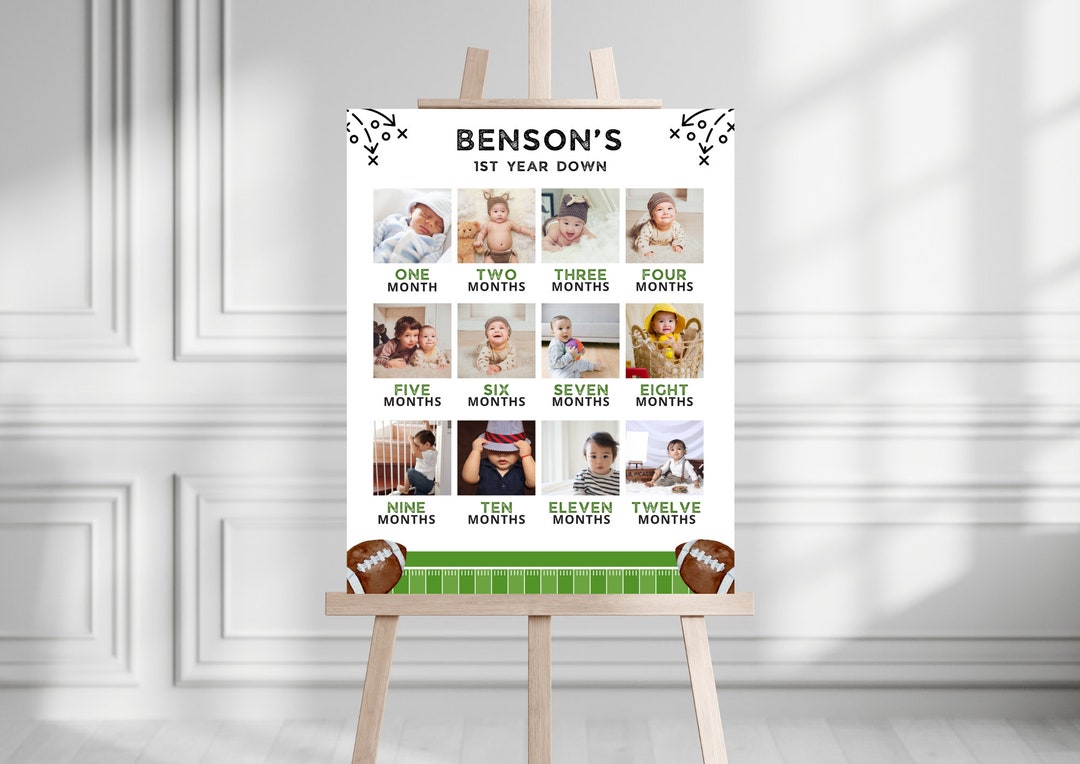 Football Birthday Monthly Photo Board Sign | Sports Theme Monthly Photo ...