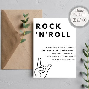 Rock and Roll Birthday Party Invitation Instant Download - Etsy