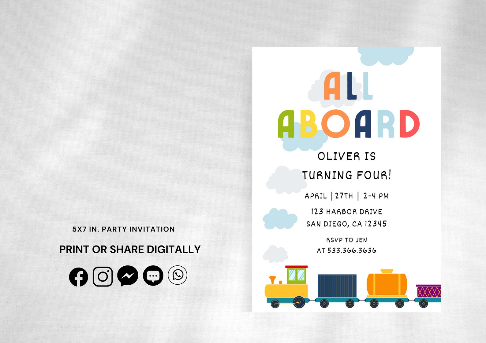 Train Birthday Invitation | Digital Download | Transportation Boy ...