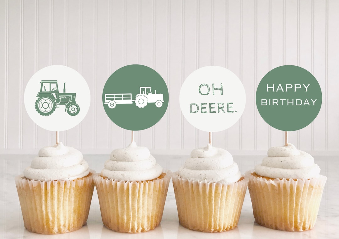 Modern Tractor Party Cupcake Toppers | Instant Download | Printable ...
