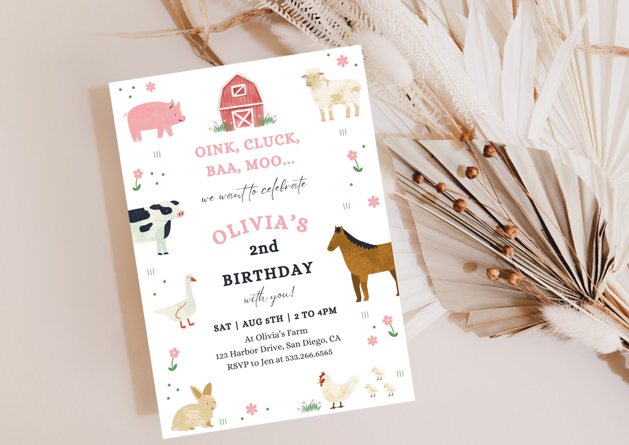 Farm Birthday Party Invitation Digital Download Farm Animals Party ...