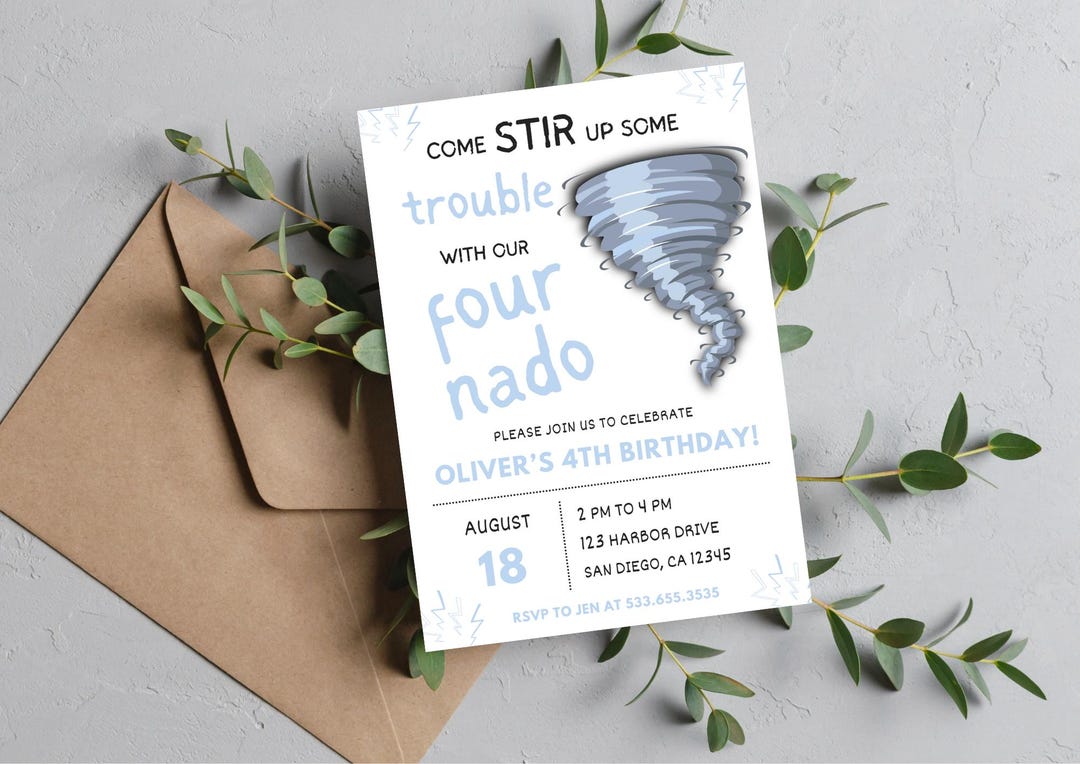 Fournado Birthday Party Invitation | Instant Download | Storm Weather ...