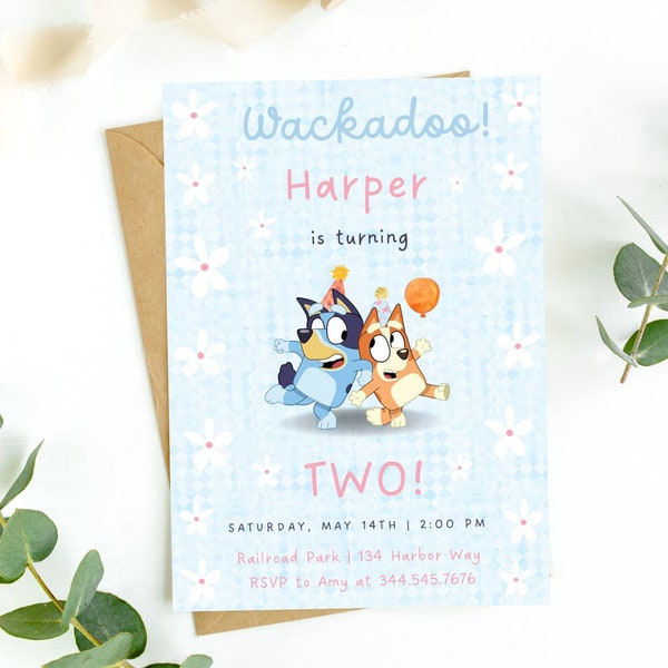 Bluey Wackadoo Invitation - Etsy