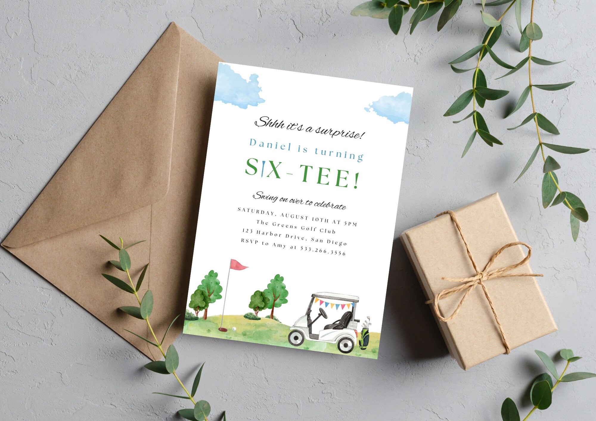 Golf SIX-TEE Birthday Party Invitation Instant Download Golf Surprise ...