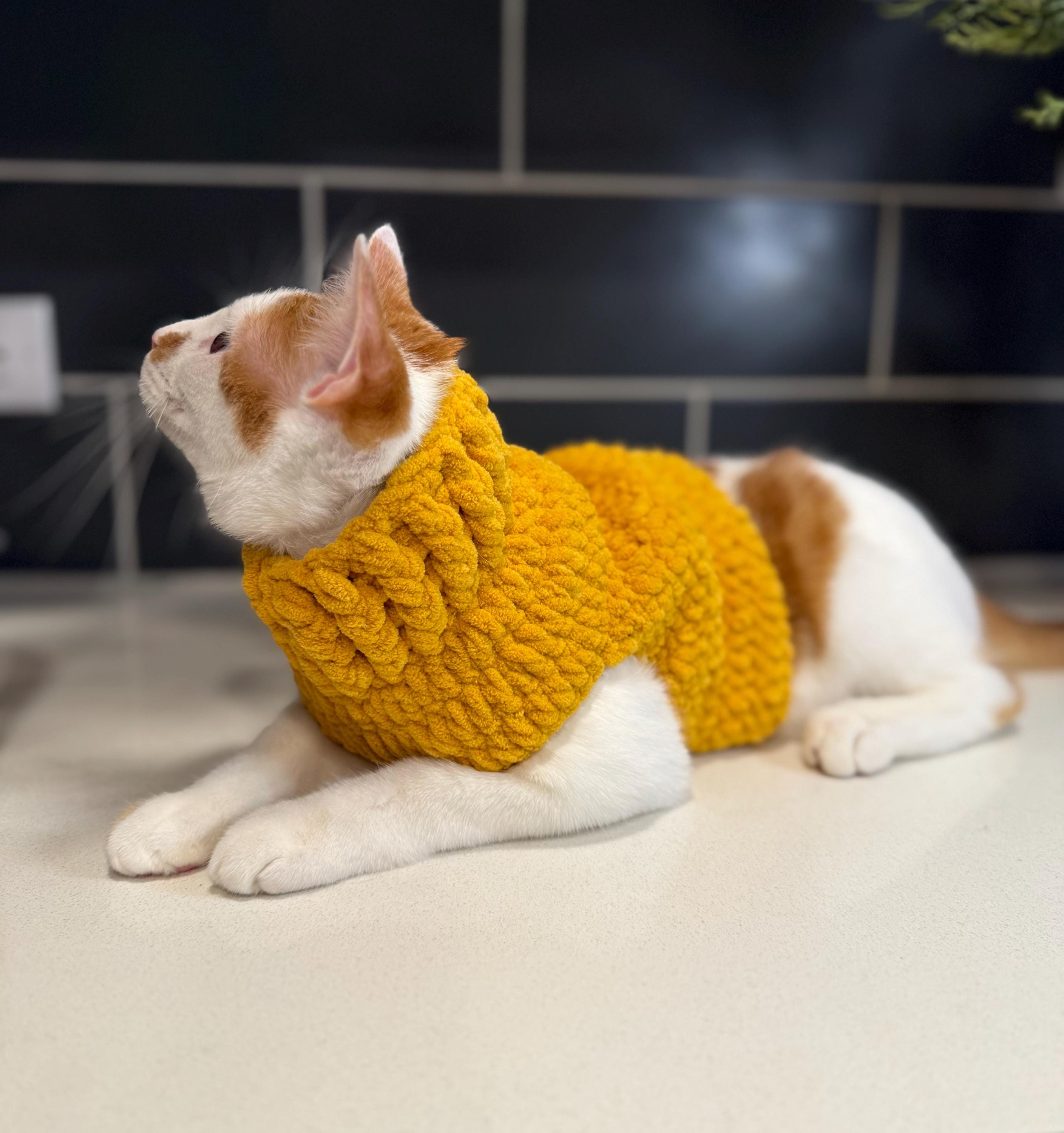 Handmade Crocheted Cat Sweater: Cozy Pet Clothing - Etsy