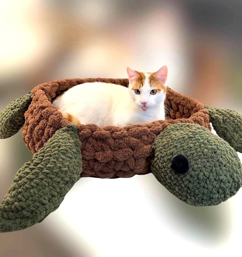 Chunky Crochet Turtle Pet Bed Pattern: DIY Cozy Cat/dog Bed (PDF ...