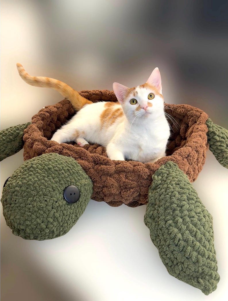 Chunky Crochet Turtle Pet Bed Pattern: DIY Cozy Cat/dog Bed (PDF ...