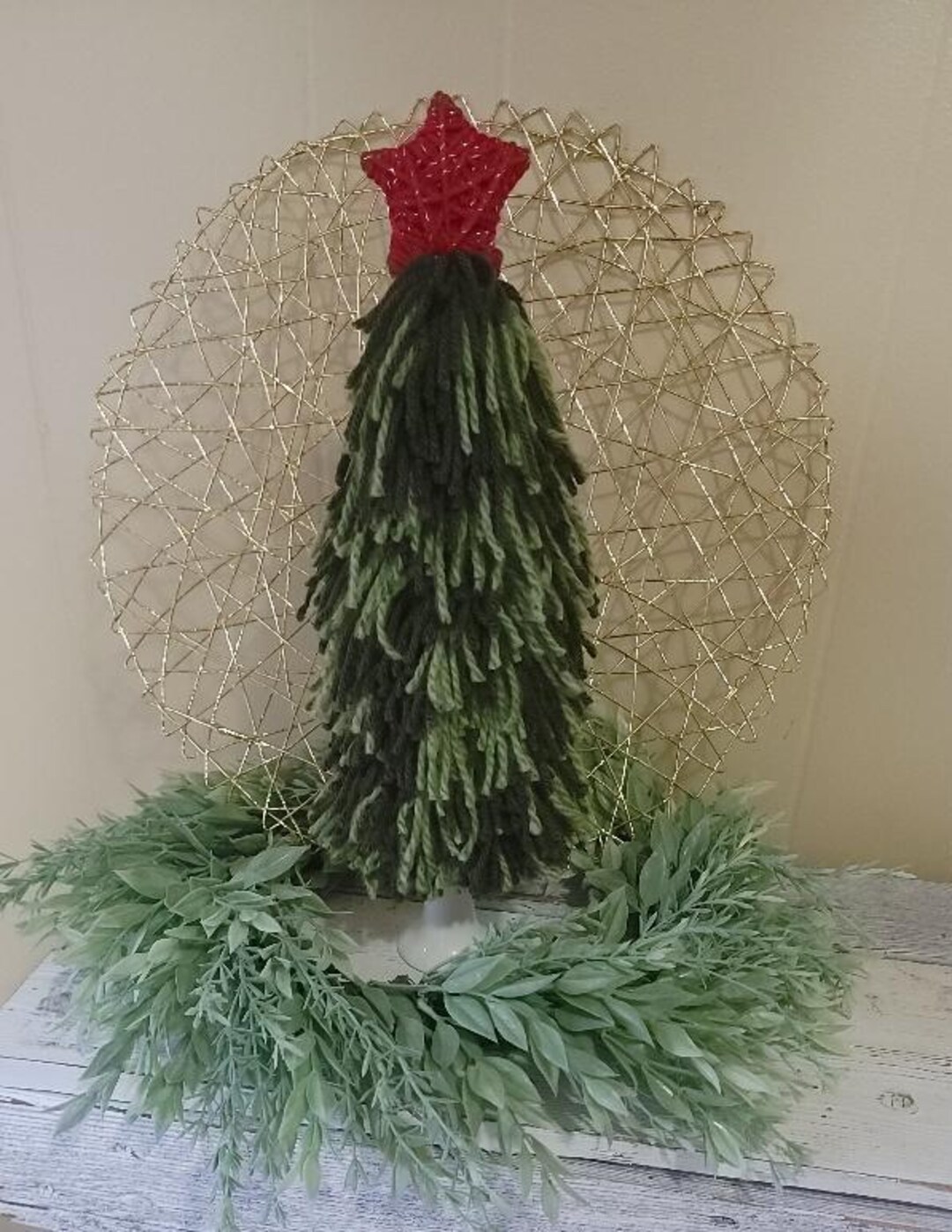 Yarn Tree, Christmas Tree, Cone Tree, Tabletop Decor, Shelf Accent ...