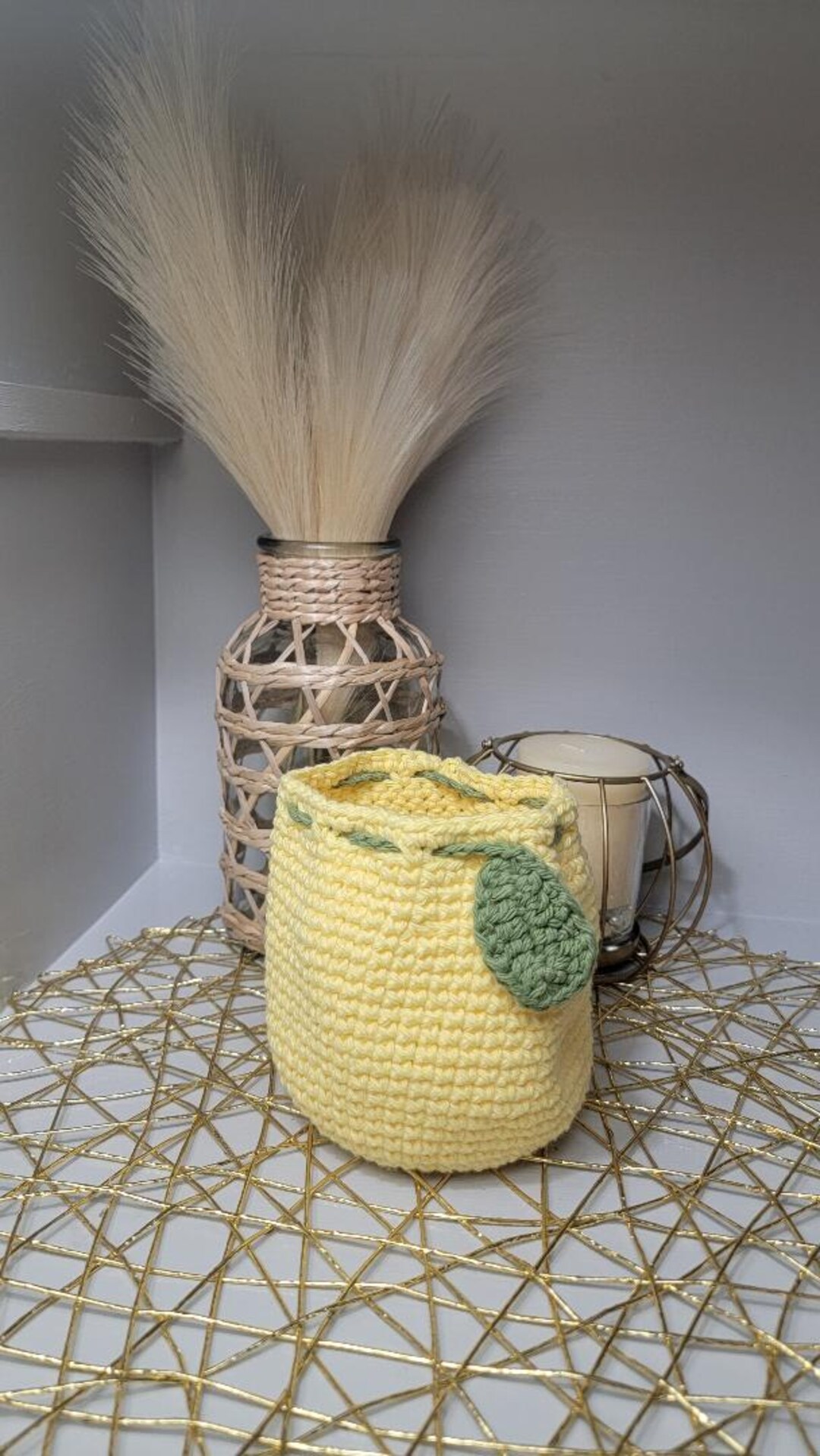 Crochet Yellow Lemon Purse Draw Bag, Yellow Green Girl Purse, Lemon ...