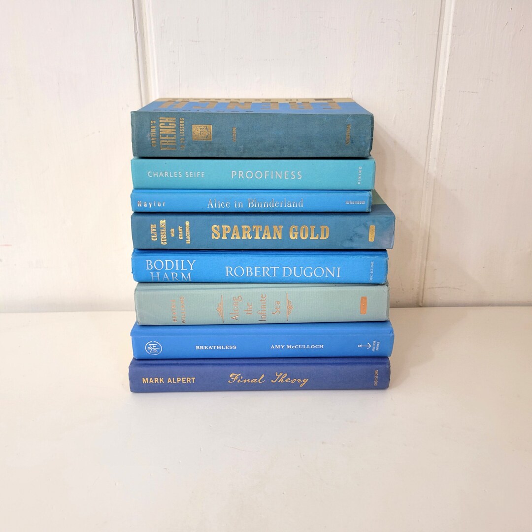 Bright Blue Book Collection, Set of Eight, Library Decor, Home Decor ...
