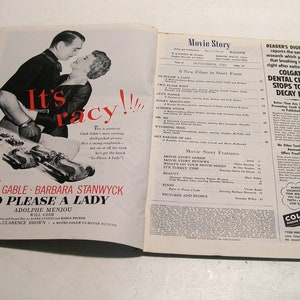 Movie Story Magazine November 1950, Clark Gable and Barbara Stanwick ...