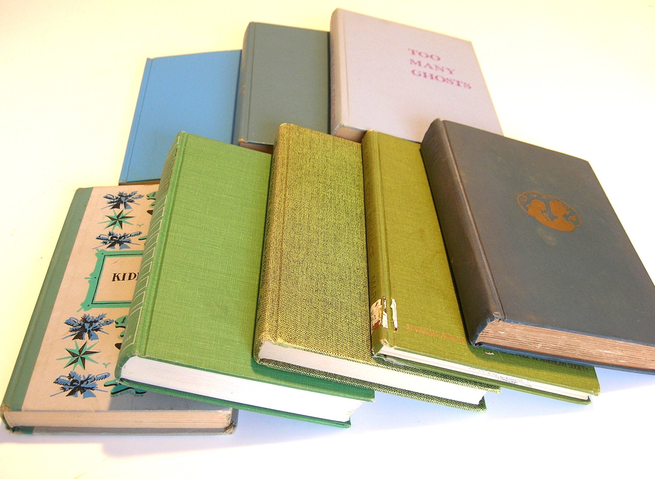 Light Blue and Green Books Instant Library Vintage Book | Etsy