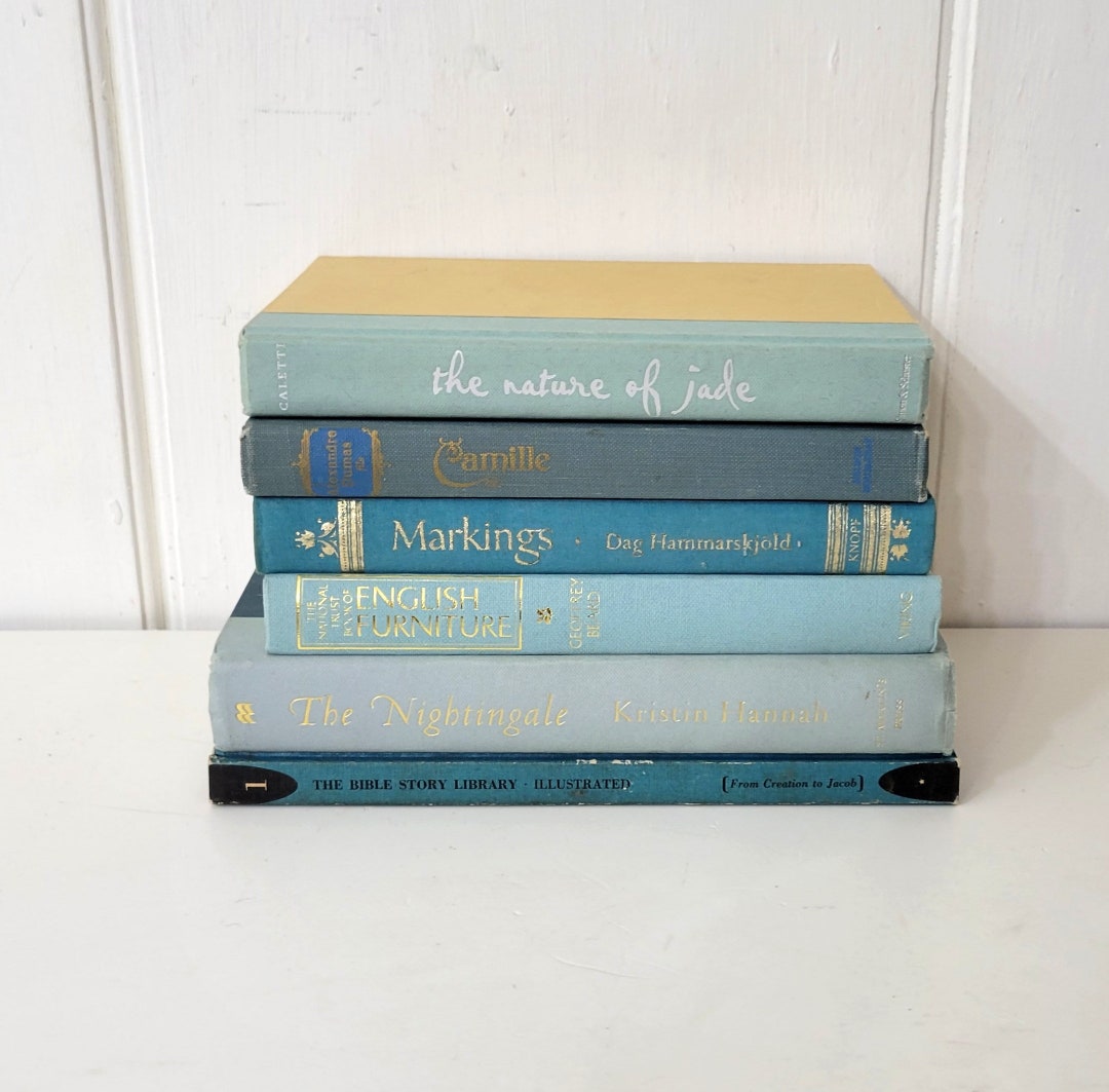 Aqua Blue Book Collection, Set of Six, Library Decor, Home Decor ...