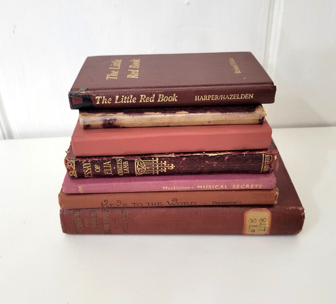 Small Red Book Bundle, Instant Library, Vintage Book Collection, Home ...
