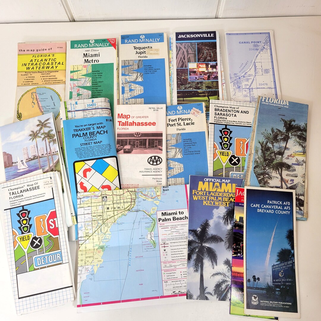 Vintage Florida Road Map Collection - Etsy